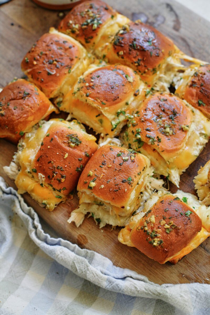 Shredded Chicken Sliders with Cowboy Butter - Brita Cooks