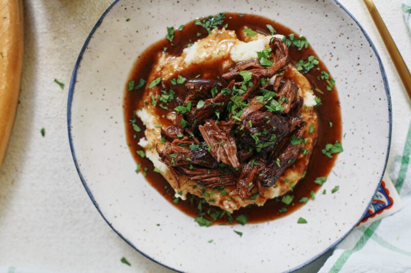 Braised Beef in Red Wine with Mashed Potatoes