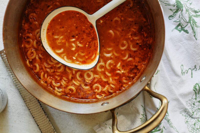 Brothy Parmesan Spahettio Soup