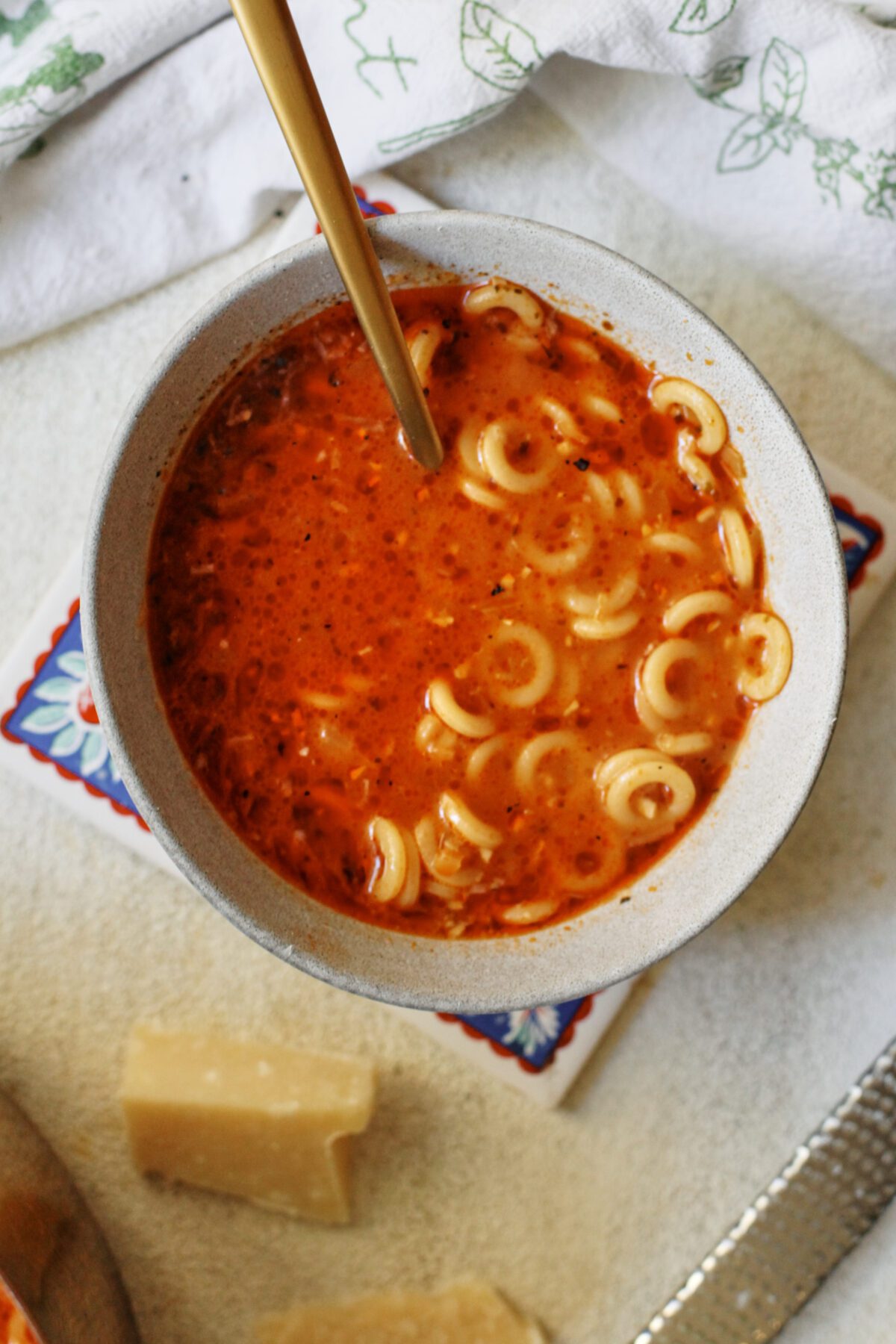 Brothy Parmesan Spahettio Soup